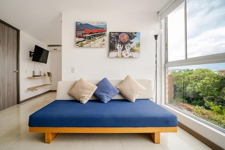 302 Ap, Air Cond Poblado Loft, Balcony, Metro - Envigado