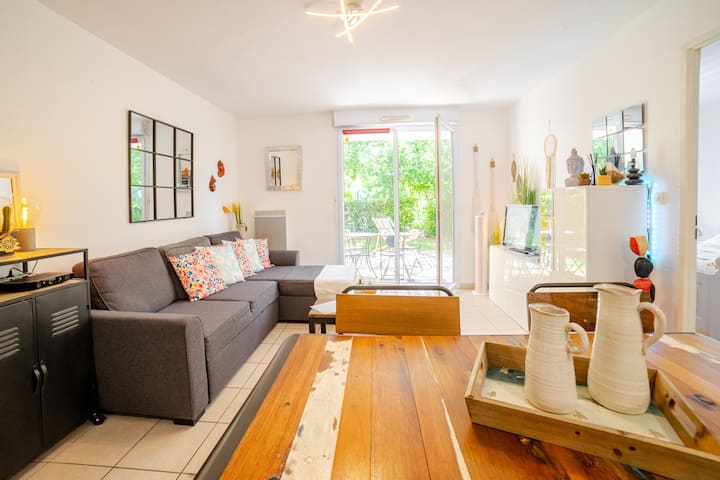 Le Maranzen-tourisme ***/T2 Cosy&parc 1,2h+piscine - Marans