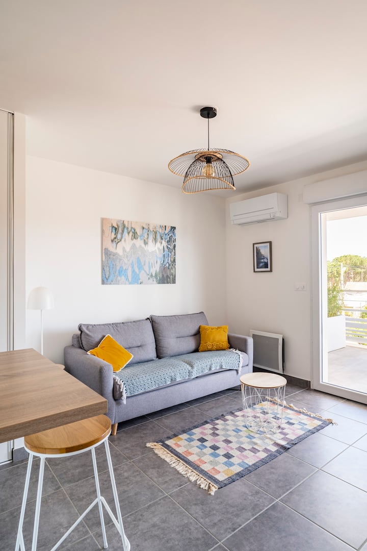 T2+pkg+asc Argeles Plage - 2/4pers - Vue Pinède - Argelès-sur-Mer