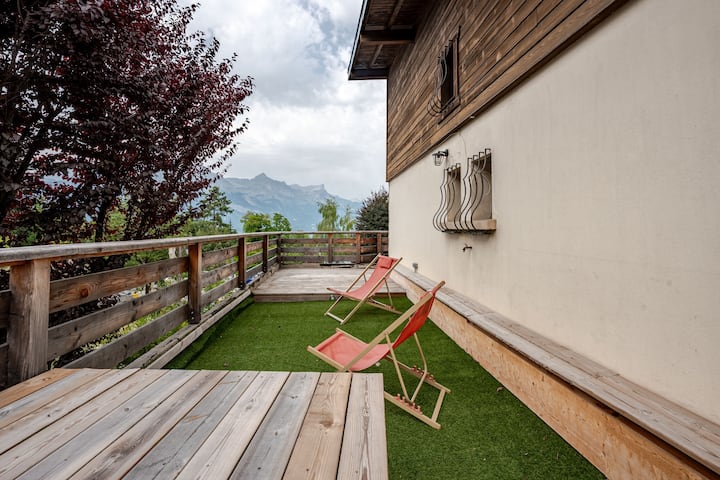 Appt 8 Pers 120m² Terrasse 60m² Ctre Vue Mt Blanc - Combloux