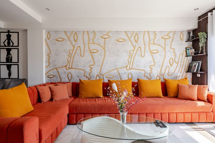 Sunlit Orange 2 Br Suite - Tgv And Marina Access - Tánger