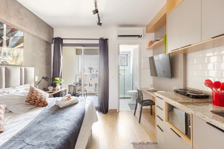 Studio Charmoso Sp | Metrô | Vista Incrível + A/c - Brazil