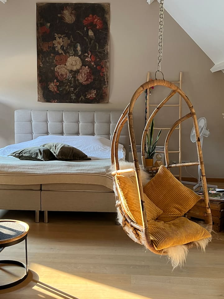 Ruime Mezzanine Met Grote Boxspring, Tuin/zwembad - Lokeren