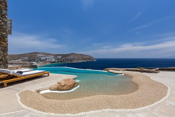 Mykonos Villa Lagoon - Views Over Elia Beach - Mykonos