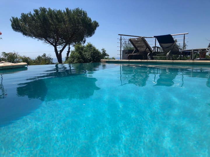 Vence: Studio Avec Vue Mer Panoramique, Piscine - Vence
