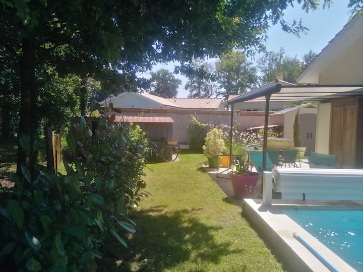 Poche Bassin D'arcachon Jolie Villa Avec Piscine - Mios