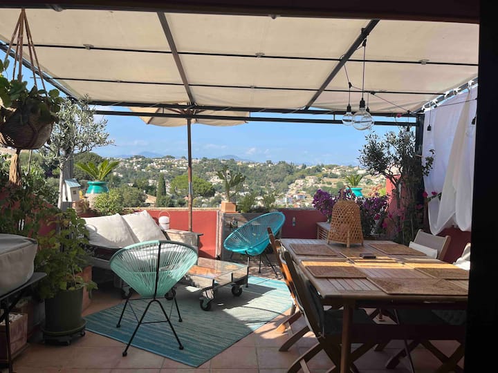 Chambre D’hôtes Hauts De Cagnes Vue Mer Montagnes - Cagnes-sur-Mer