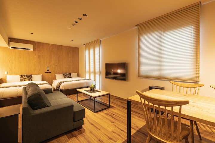 D【36㎡】4 Min From Beppu Station | 2 Double Beds - Beppu