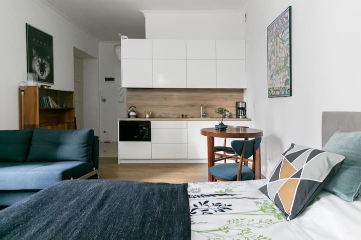Retro Inspired Minimalist Studio Apartment - Warsaw