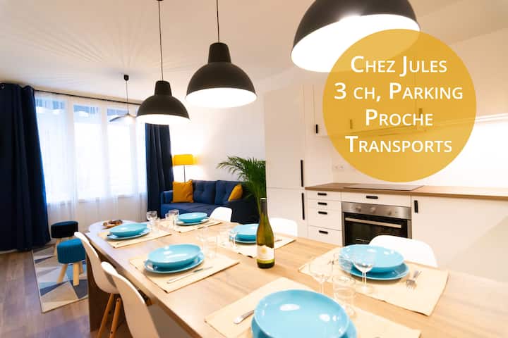 ⭐️ Chez Jules - Tram, Bus, 8 Pers, 3ch, Wifi ⭐️ - ibis budget Lyon Villeurbanne