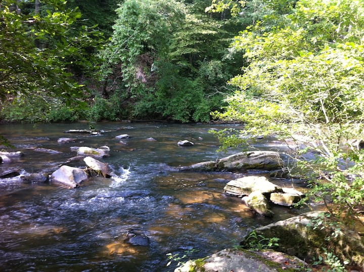 Creel Lodge-waterfront-family-fishing-firepit - Ellijay