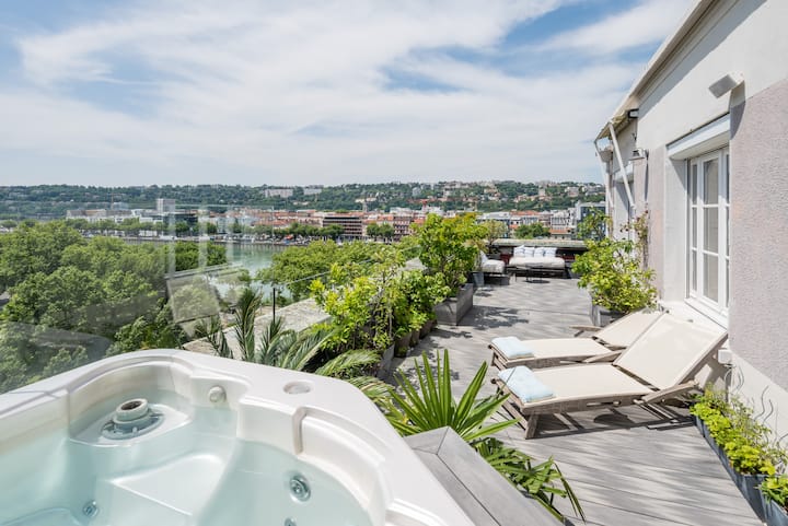 Appartement Grande Terrasse Vue Panoramique Et Spa - Lyon