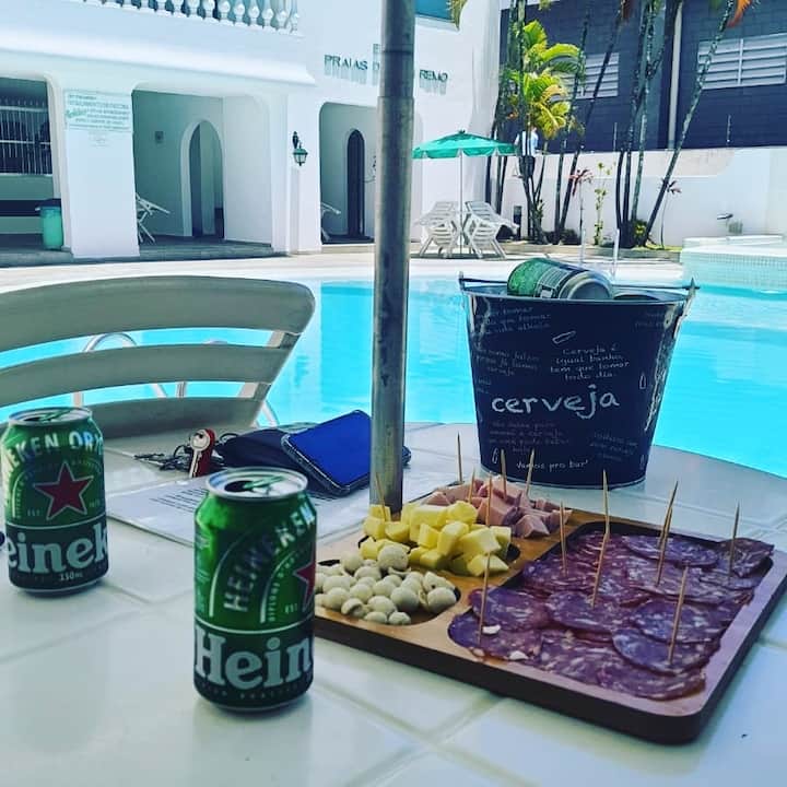Excelente Apto/piscina /Ar Condi/wi-fi/3 Quartos - Guarujá