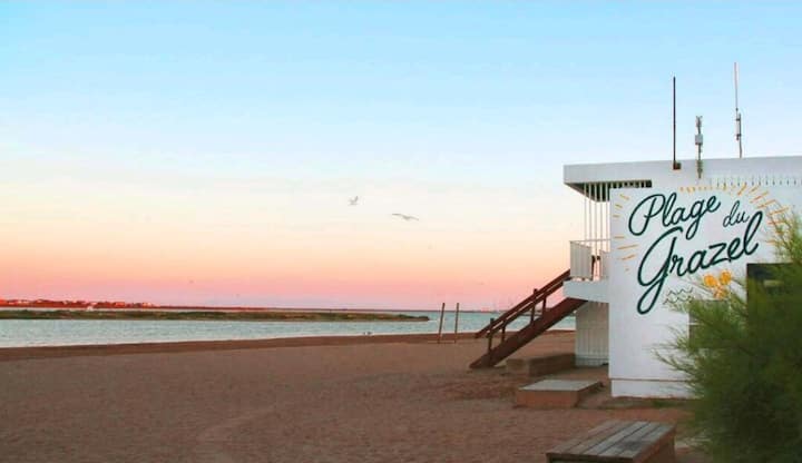 Studio Plage Du Grazel Piscine Parking Privé Clim - Gruissan