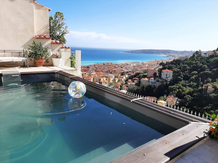 F1 Menton Piscine Privé Vue Mer Panoramique - Menton