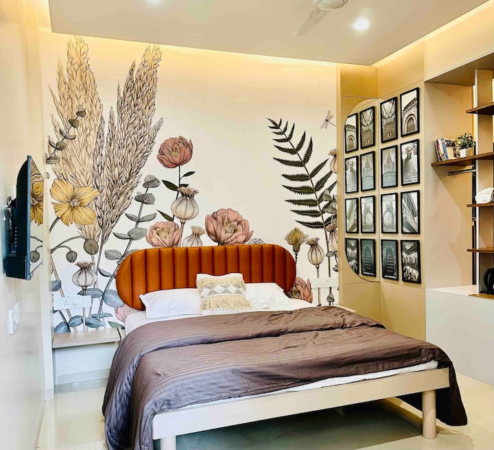 Cozy Studio W Lovely Interiors | Ac Wifi Balcony - Pune