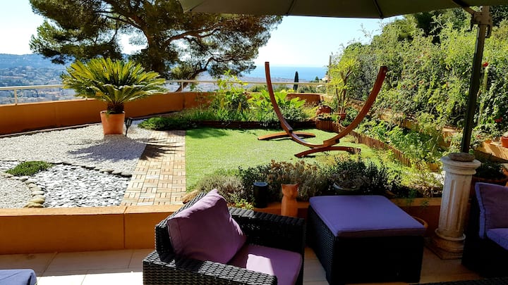 Appartement Zen Vue Mer Nice-terrasse-piscine - Carros