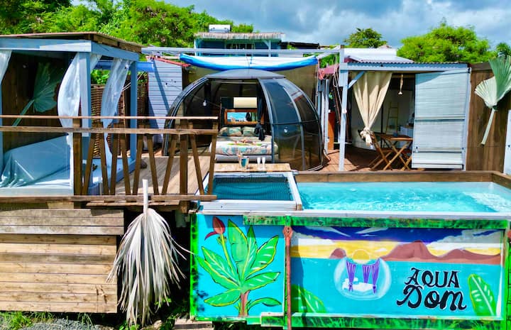 Aquadom Dôme Transparent & Et Spa Privé Vue Mer180 - Martinique