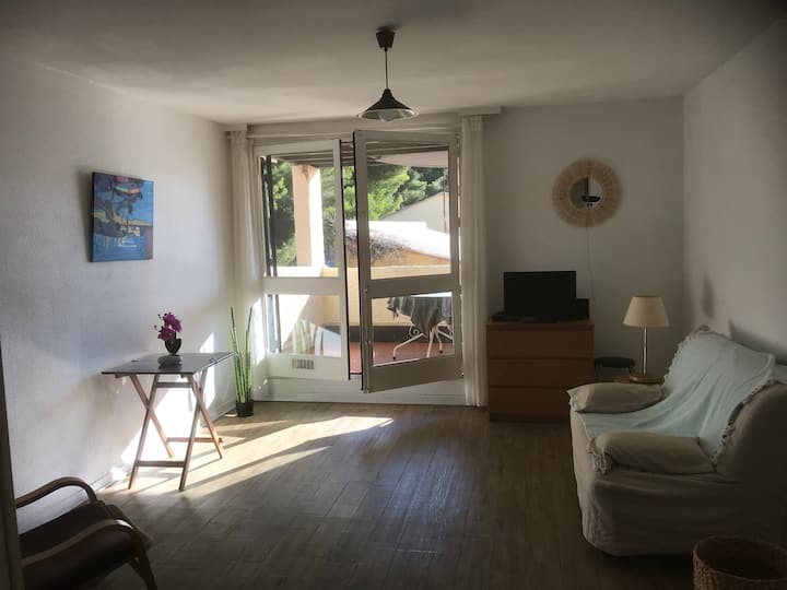 Grand Studio,parking ,Res Face Mer - Plage de Sausset les pins