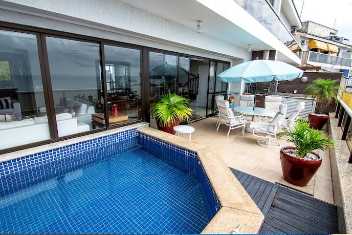 Cobertura Duplex Com Vista Deslumbrante-sorocotuba - Guarujá