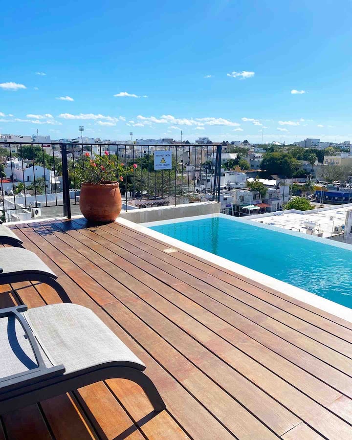 Quiet Bright 1bd Wifi Parking Pool At Rooftop - Playa del Carmen