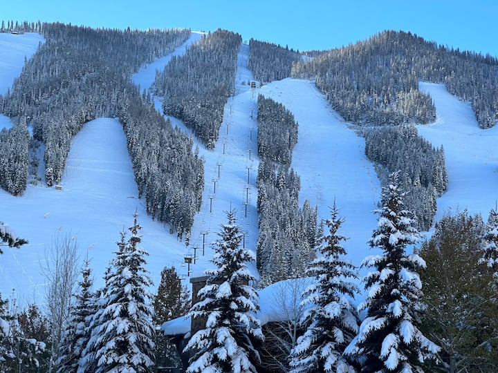 Ski In Ski Out Warm Springs Snow Globe - Ketchum, ID