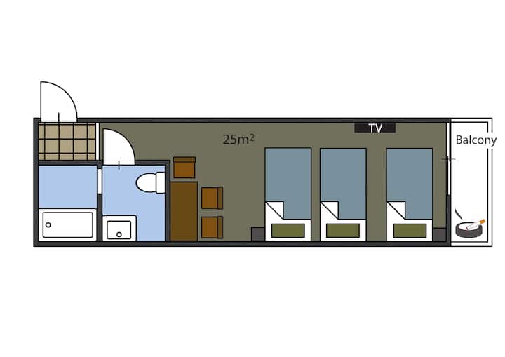 Triple Room Up To 3/private Bathroom/free Wifi 302 - Kyoto