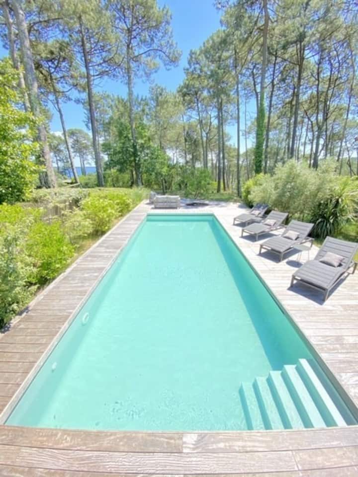 Biscarrosse Hautes Rives - Villa Met Uitzicht Op Het Zwembad - Biscarrosse