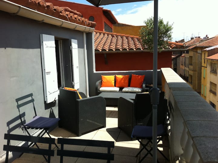 Bel Appartement Terrasse Couchage 4 Personnes Max - Perpignan