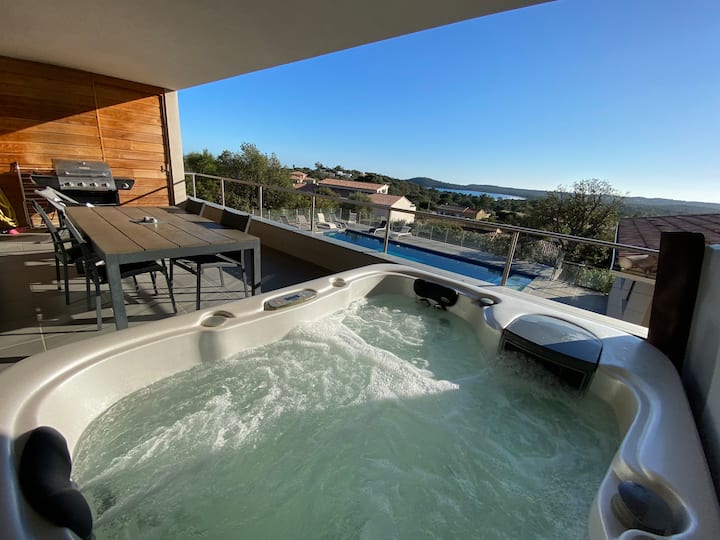 5-t2 Vue Mer Avec Jacuzzi Et Piscine 29° Hammam - Sainte-Lucie de Porto-Vecchio