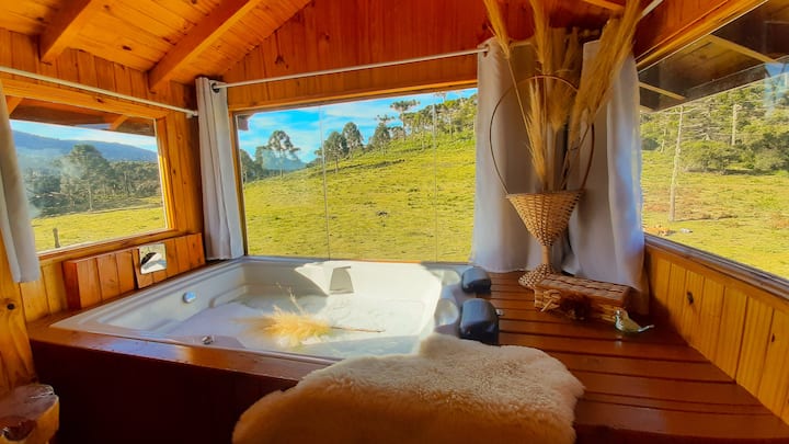 Cabana Chapéu De Palha De Altitude Com Hidro - Bom Jardim da Serra