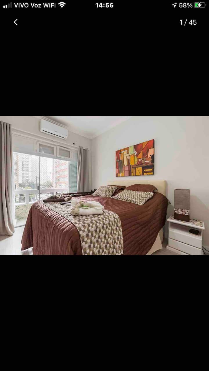 Santos Boqueirao 50 M Praia ,Varanda, Ar Cond - Santos