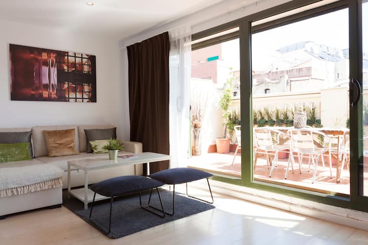 Rooftop W/terrace 3bedrooms 2 Bathrooms For 8p - Barcelona