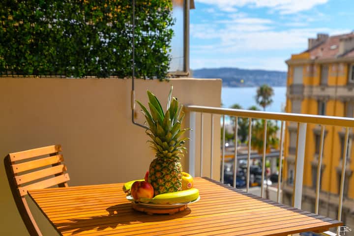 Jolie Vue Mer - Studio à 1 Minute De La Plage - Nice