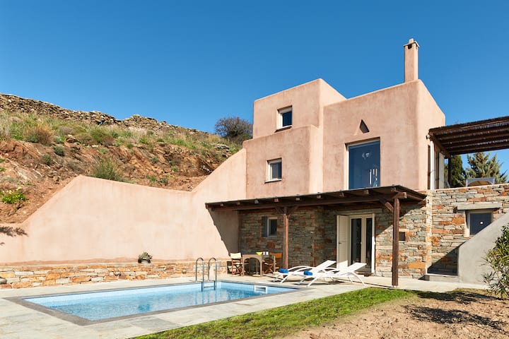 Pop House - Colorful Living Overlooking The Aegean - Kea