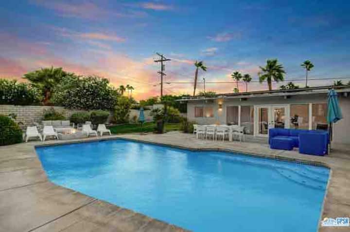 Pool+glass Fire Pit+private Yard|north Starr House - Palm Springs