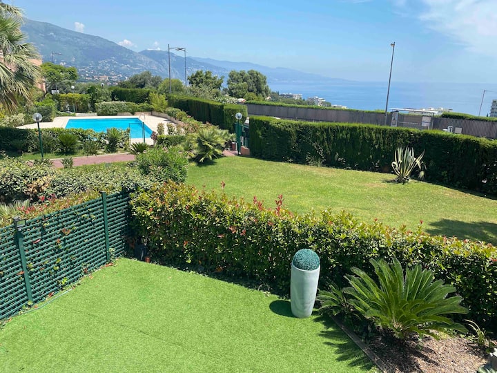 2p,terrasse,vue Mer,ensoleillé,piscine,parking - Roquebrune-Cap-Martin