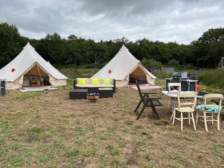 X2 Luxury Bell Tents, Sleeps 8/10 People - Carmarthen