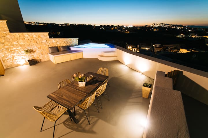 Amer Villa Santorini With Outdoor Hot Tub - サントリニ島
