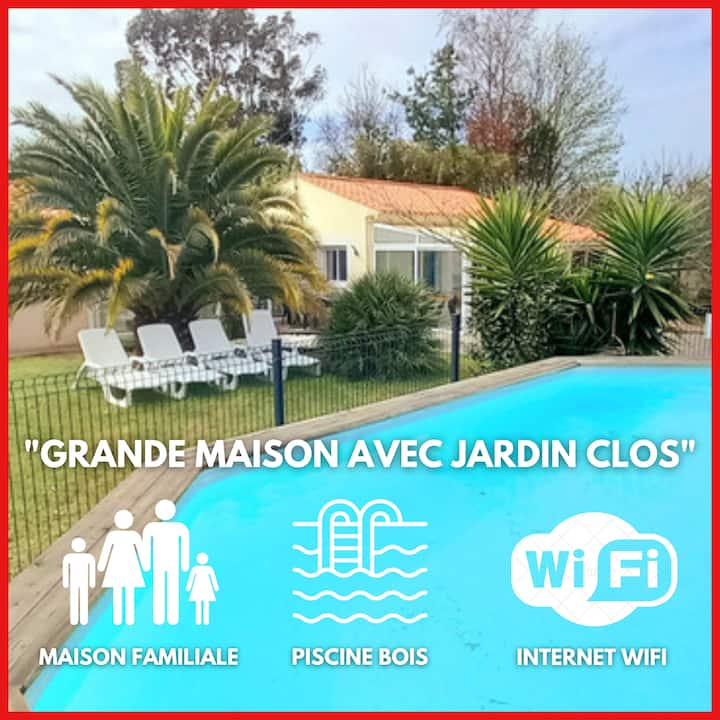 Maison Au Calme Jardin Clos Arboré Piscine Bois - Vendée