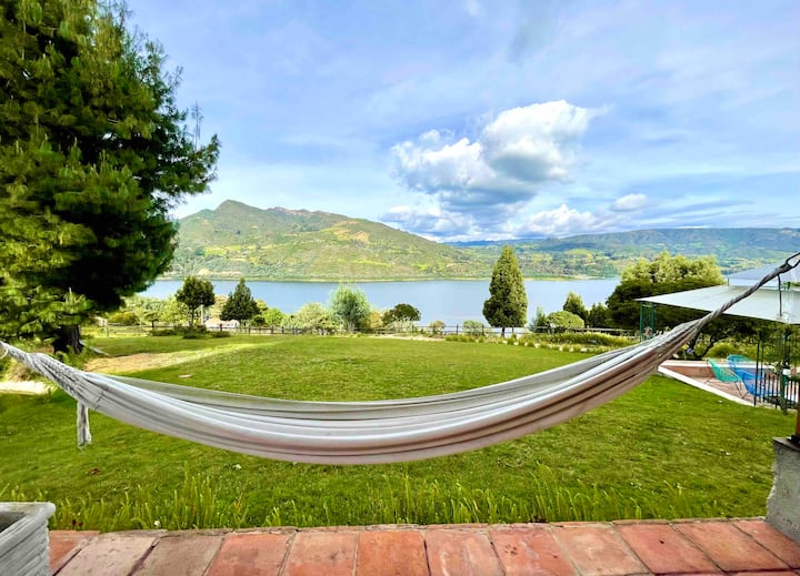 Gran Casa Finca Embalse De Tominé Wi-fi, Tv, Bbq - Nemocón