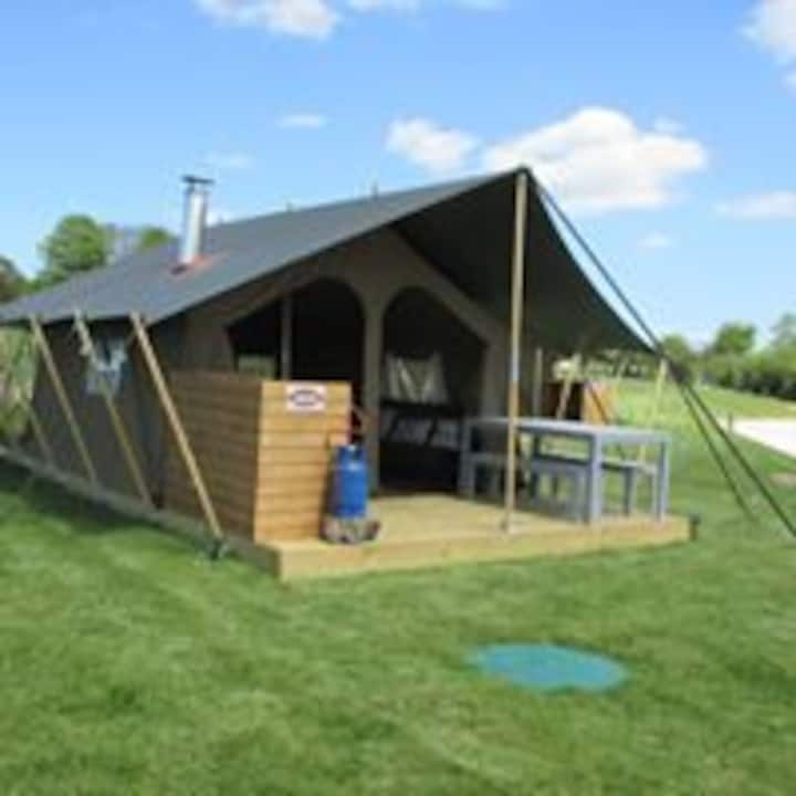 Safari Tent Set Next To A Historic Steam Railway - Alton