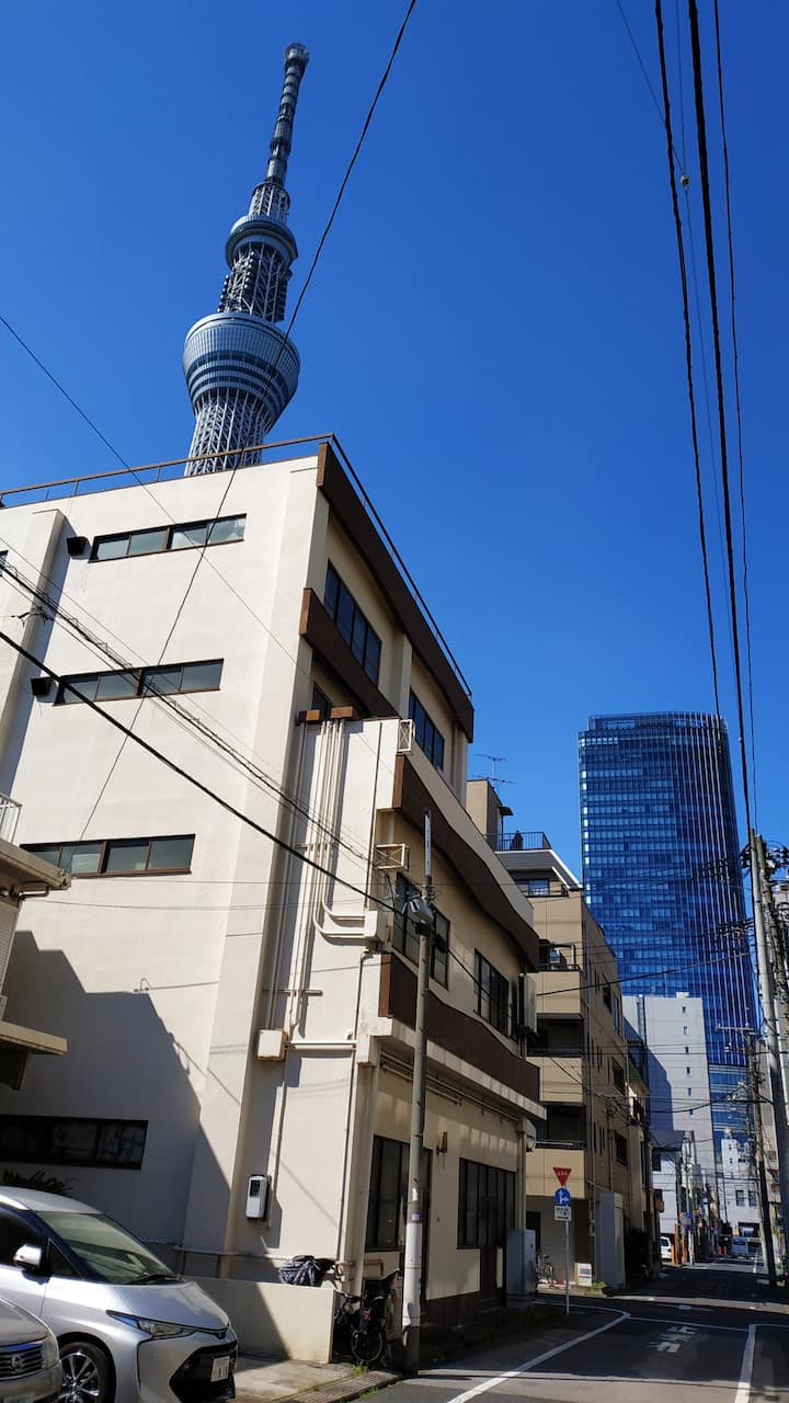 晴空塔下/Oshiage站商圈2层3卧室日式独栋家庭旅馆，成田羽田机场或可零换乘直通，迪士尼巴士直达 - Asakusa