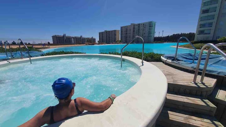 Cómodo Departamento Laguna Bahía -Wifi - Piso 14 - Algarrobo