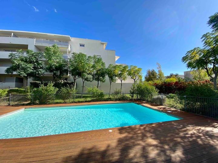 T3 70m2 Piscine, Plage Villeroy - セート