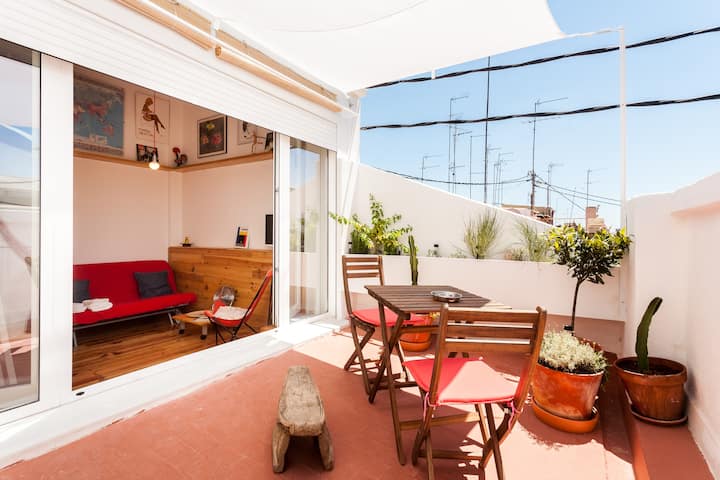 Sunny (Mini) Attic With Terrace In Ruzafa's Heart -