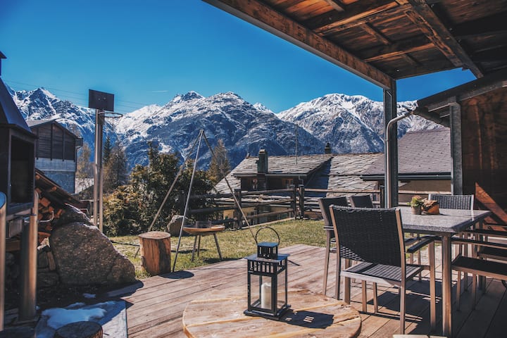 Familienfreundliches Chalet Dunys Mit Sauna - Grächen