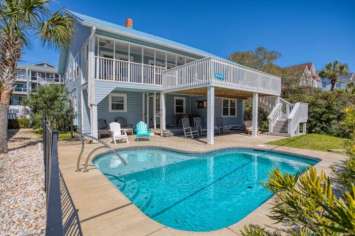 “Carolina Blue” 2nd Row Beach House, private pool - Houses for Rent in ...