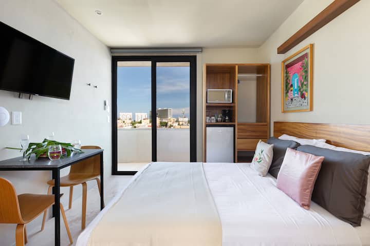 Suite 01 W/rooftop View & Pool By Puerto Juarez - Cancún