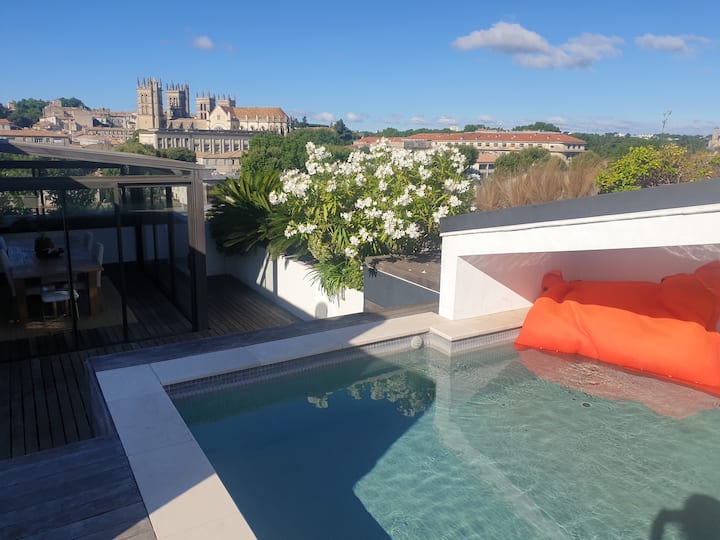 Toit Terrasse Avec Piscine Plein Centre-ville - Montpellier